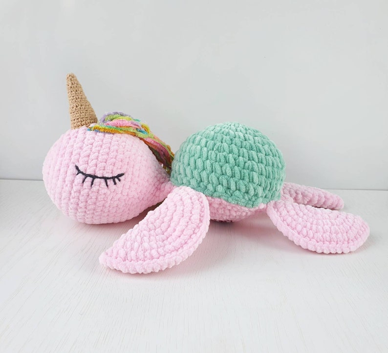 Crochet Pink Turtle Toy yellow green baby shower girl Toys Toys & Games ...