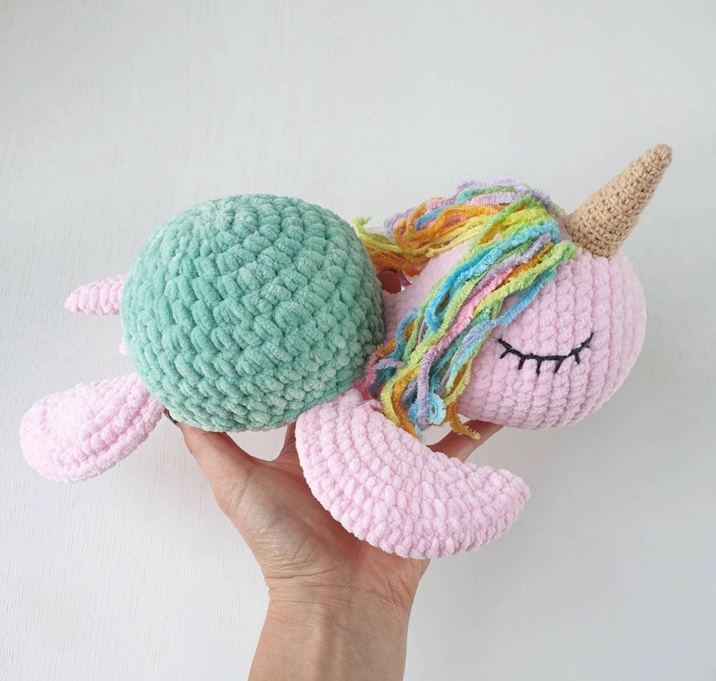 Crochet Pink Turtle Toy yellow green baby shower girl Toys Toys & Games ...