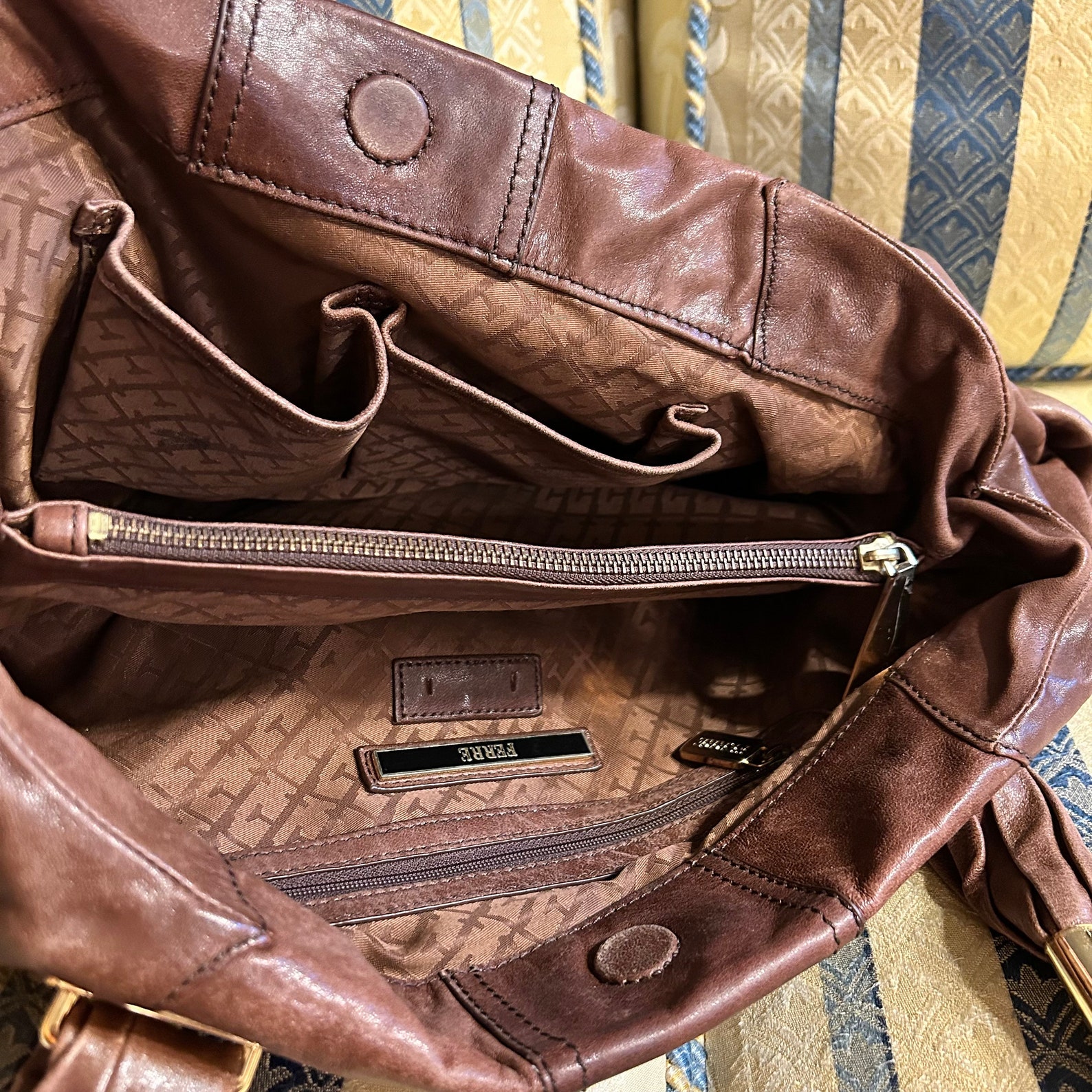 GIANFRANCO FERRE Bag, Leather Bag, Shoulder Bag, Vintage Bag, Handbag, Made in Italy, Brown Bag ...