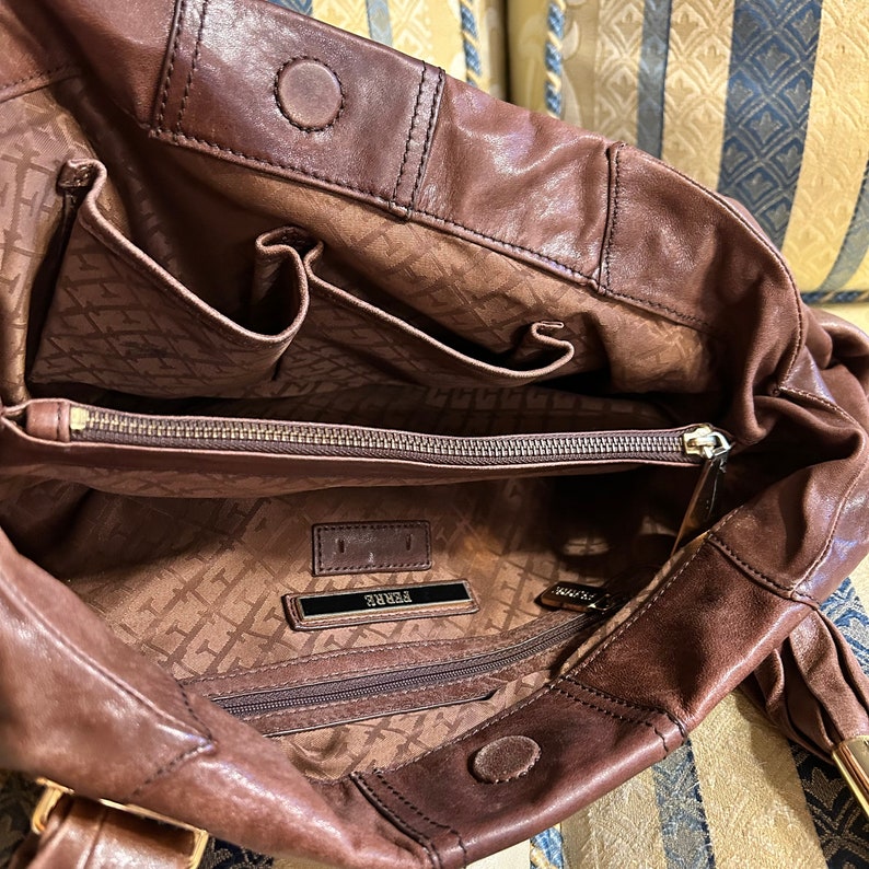 GIANFRANCO FERRE Bag, Leather Bag, Shoulder Bag, Vintage Bag, Handbag, Made in Italy, Brown Bag ...