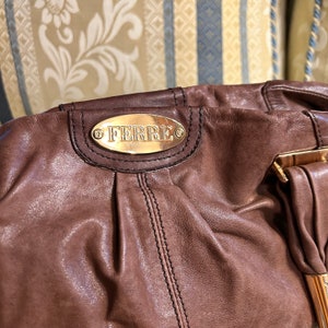 GIANFRANCO FERRE Bag, Leather Bag, Shoulder Bag, Vintage Bag, Handbag, Made in Italy, Brown Bag ...