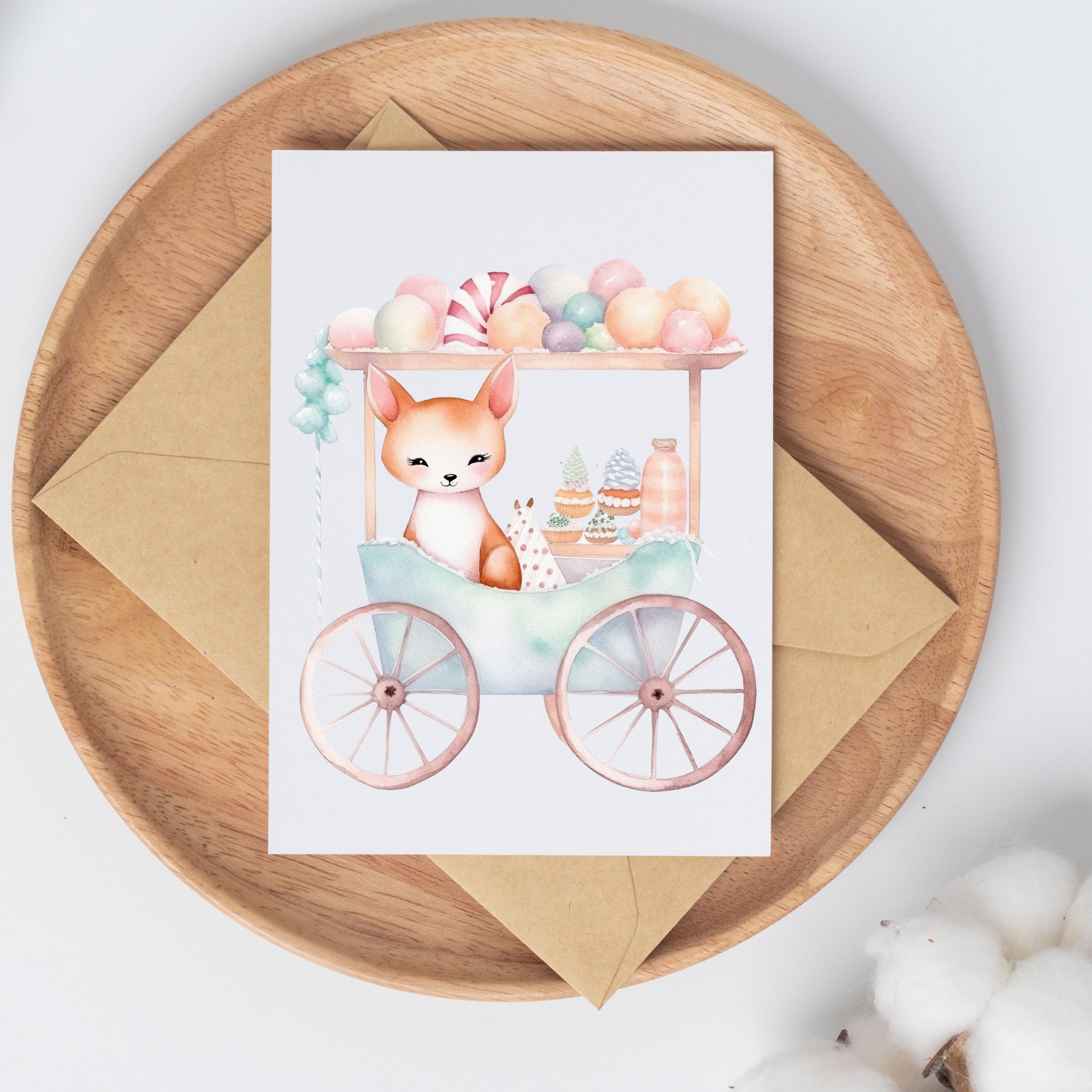 Cute Candy Cart Clipart, Sweet Birthday Clipart, Cute Animal Party ...