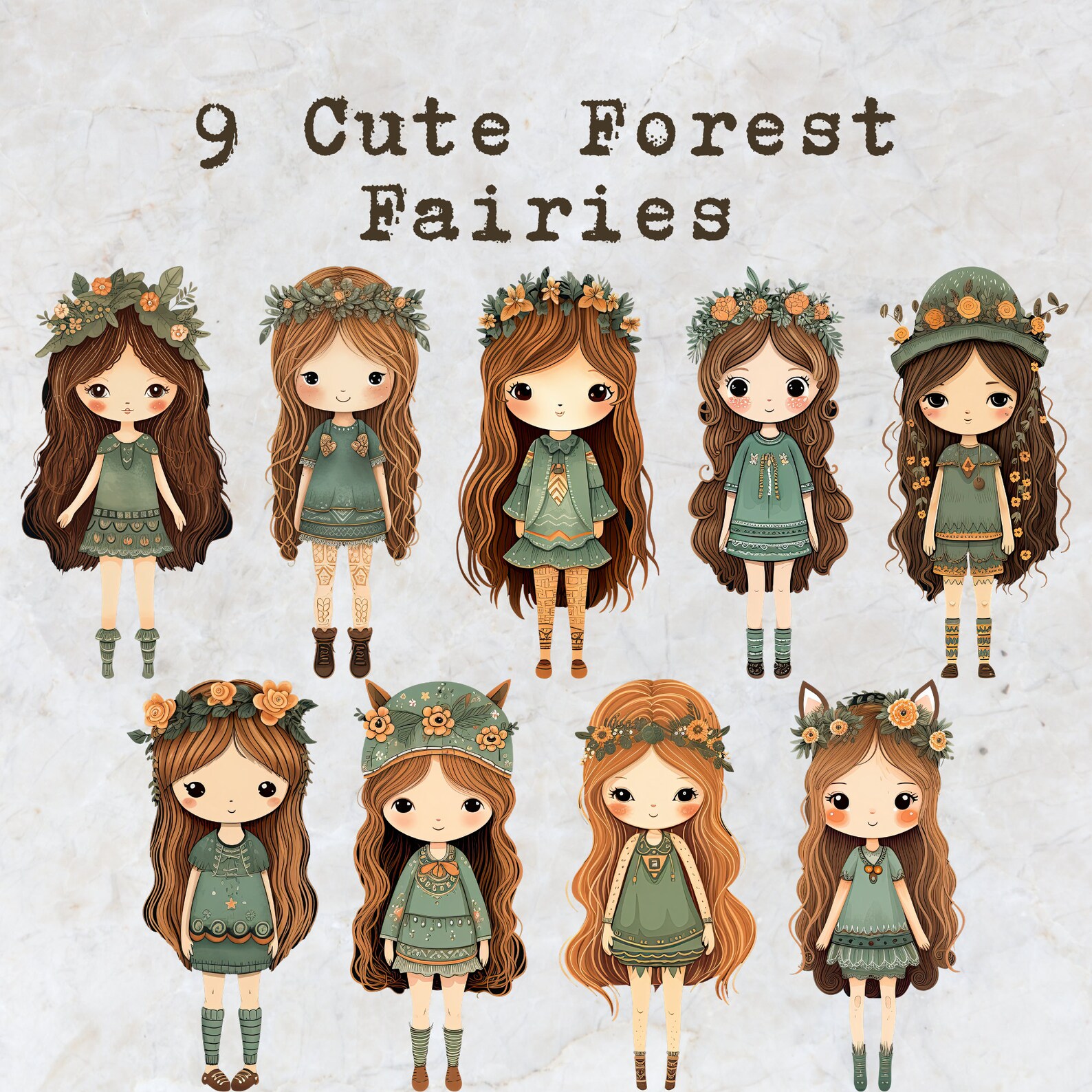 Forest Fairy Clipart Cute Fairy Girl Clipart Woodland - Etsy