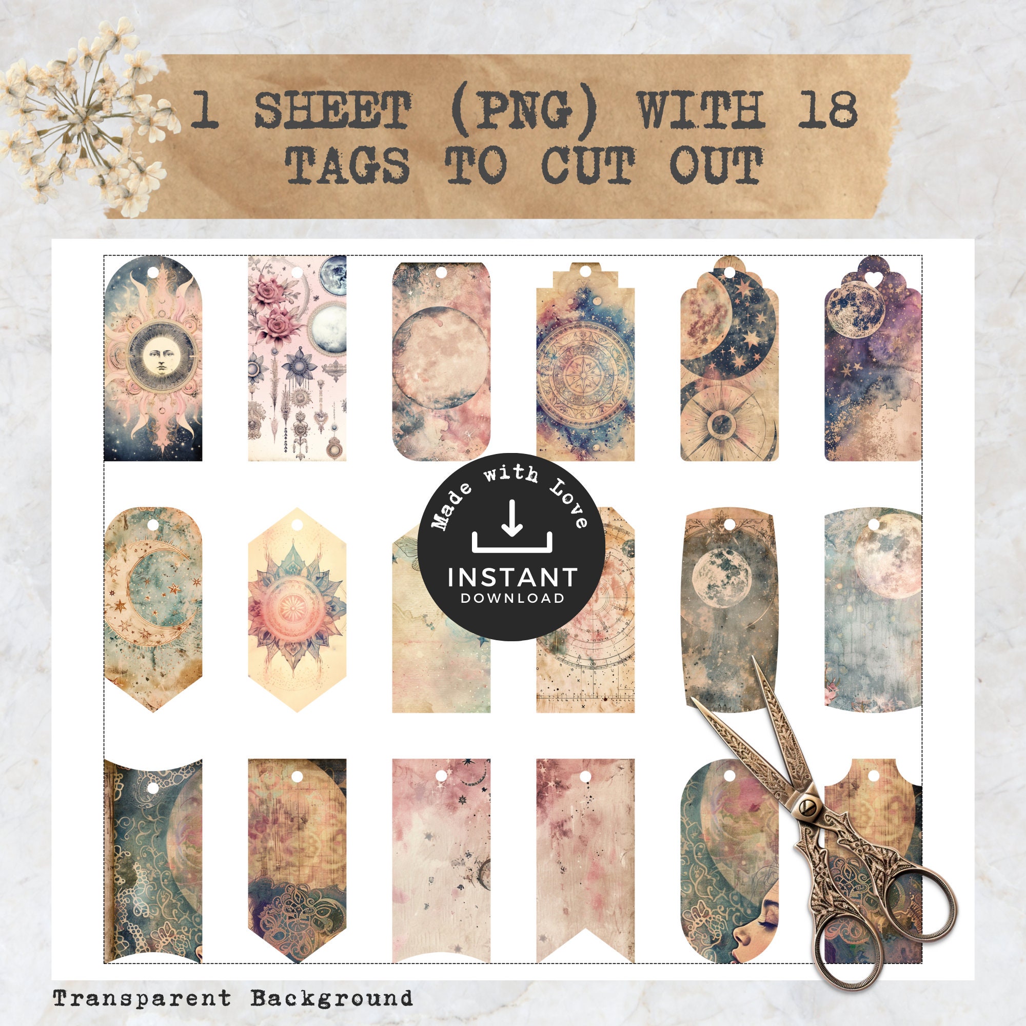 Celestial Boho Junk Journal Pages, Moon Ephemera, Vintage Astronomy ...