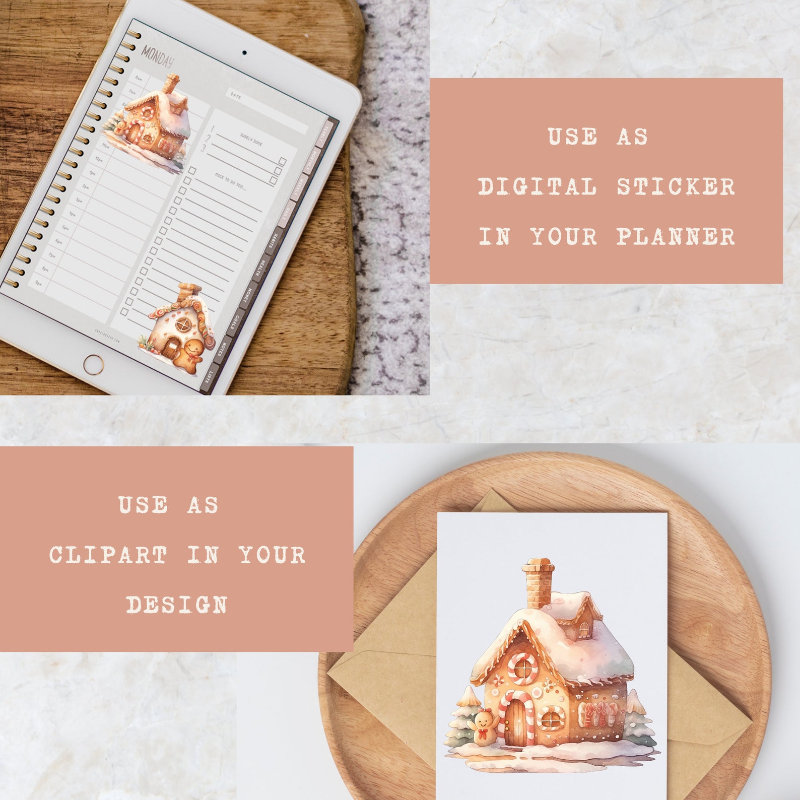 Watercolor Gingerbread House Clipart, Christmas Clipart, Food Clipart ...