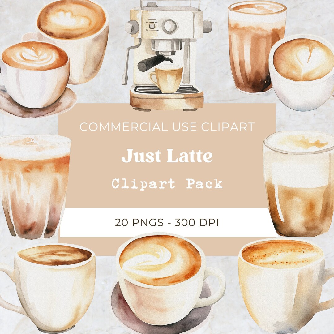 Coffee Latte Clipart, Watercolor Latte Love Clipart, Coffee Lover Png ...