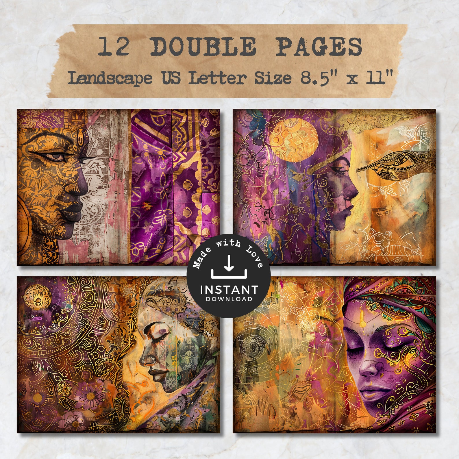 Goddess Junk Journal, 12 Divine Feminine Digital Journal Pages + 18 ...