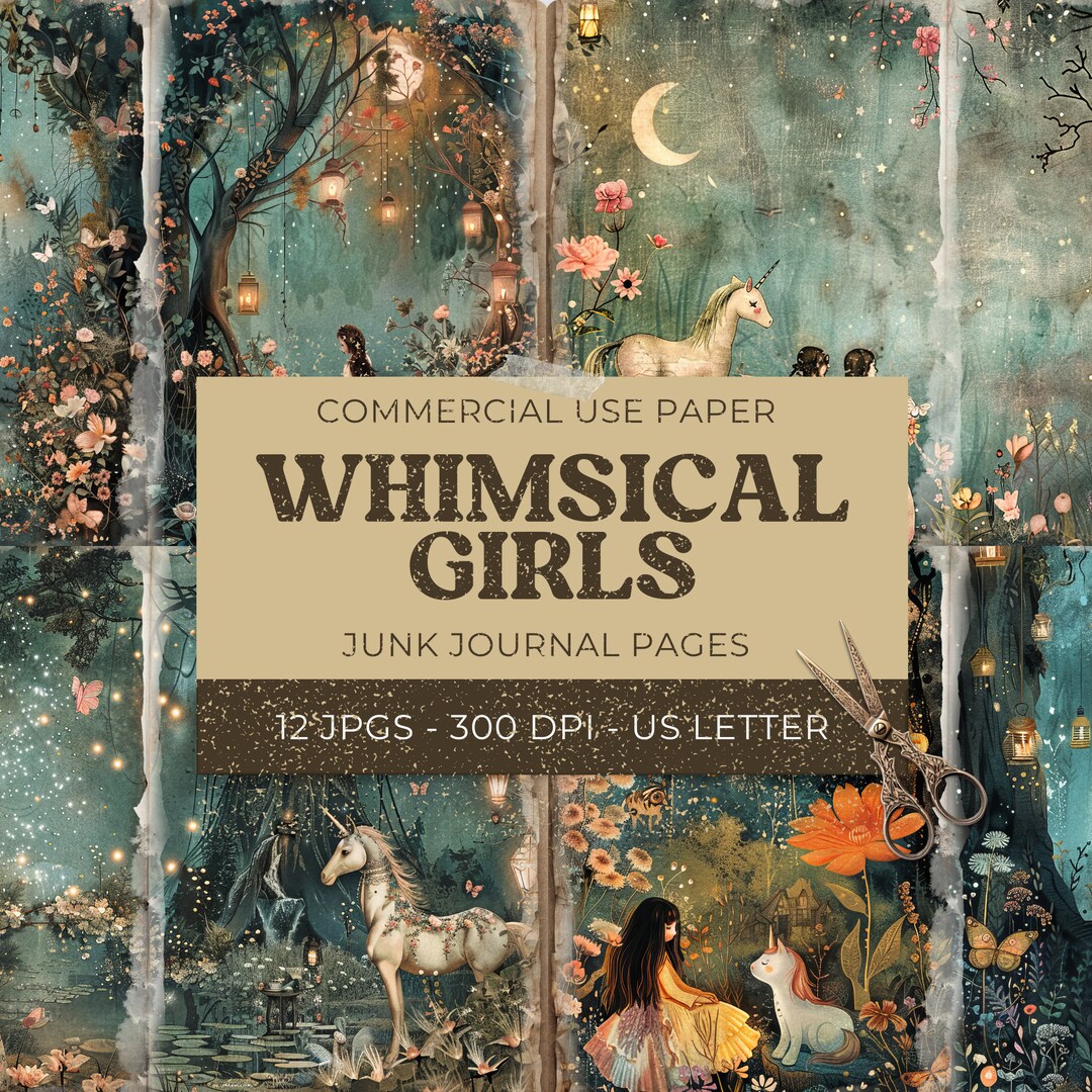 Whimsical Girls Junk Journal Pages Whimsical Ephemera Whimsical Junk ...