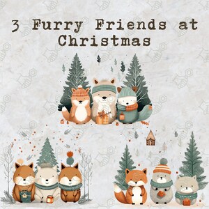 Cute Furry Christmas Clipart, Winter Forest Animals Clipart, Cute ...