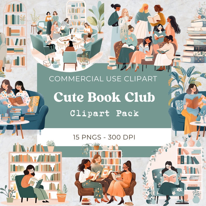 Book Club Clipart, Book Lover Clipart, Reading Clipart, Bookworm Png ...