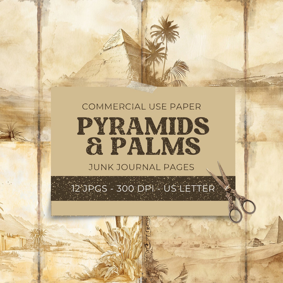 Egypt Junk Journal, Pyramids & Palms Digital Paper, 12 Digital Journal ...