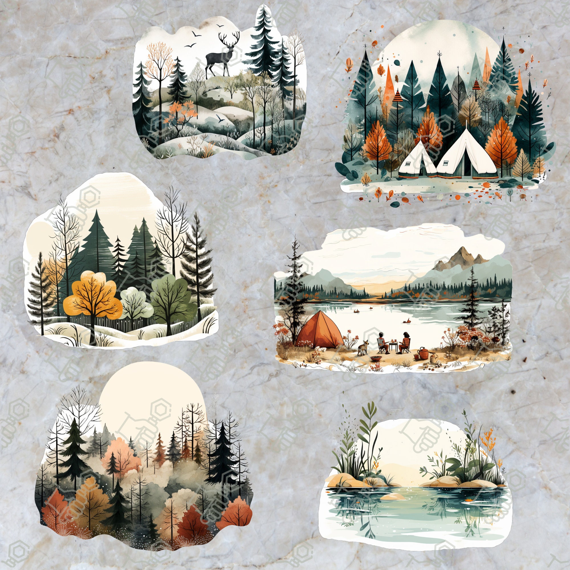 Camping Clipart Commercial Use, Outdoor Adventure Clipart, 300 Dpi, 12 ...