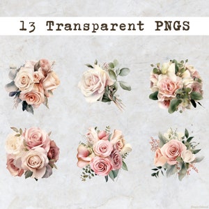 Floral Clipart Classic Wedding, Valentine's Day Roses, Watercolor ...