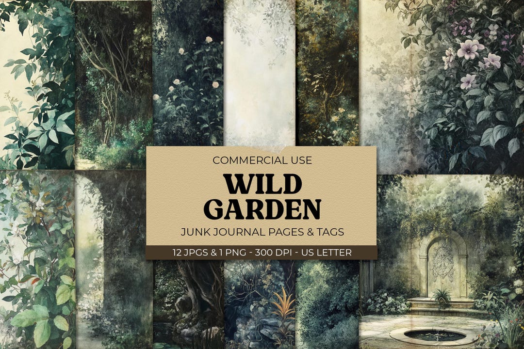 Secret Garden Junk Journal Pages & Tags, Vintage Botanical Art ...