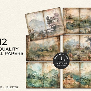 India Travel Junk Journal, Vintage Indian Landscape Pages, Antique ...