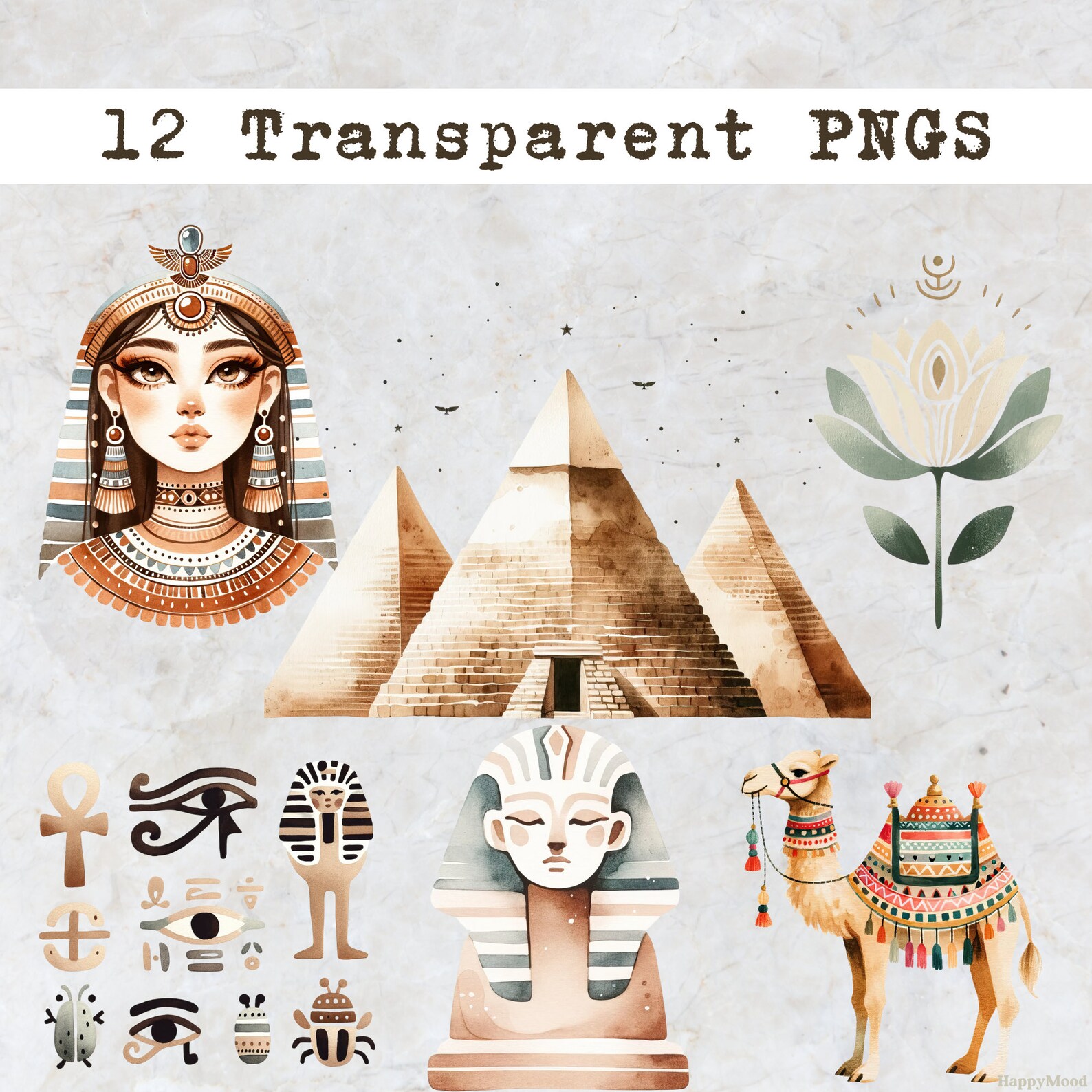 Ancient Egypt Clipart, Egyptian Clipart, Watercolor Pyramids Camels Png ...