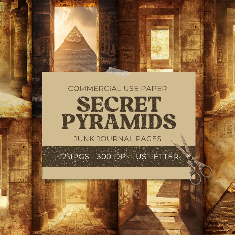 Egypt Junk Journal Page, Secret Pyramids Background, Vintage Travel ...