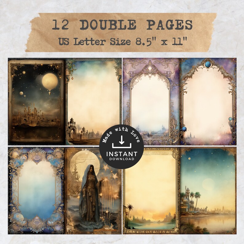 Arabian Nights Junk Journal Pages, Double Pages Oriental Palaces ...