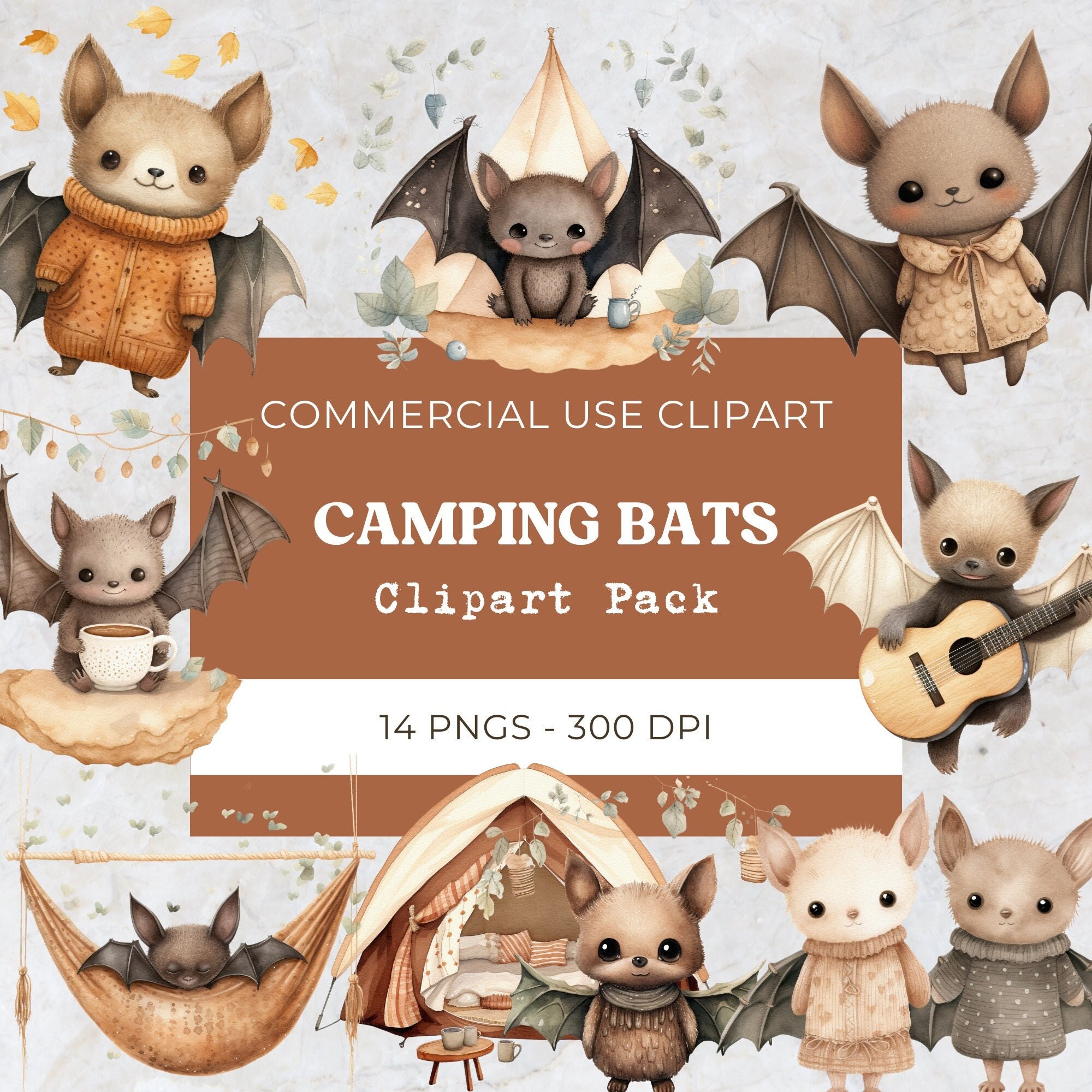 Cute Bat Clipart Camp Theme Clipart Cute Outdoor Camping - Etsy