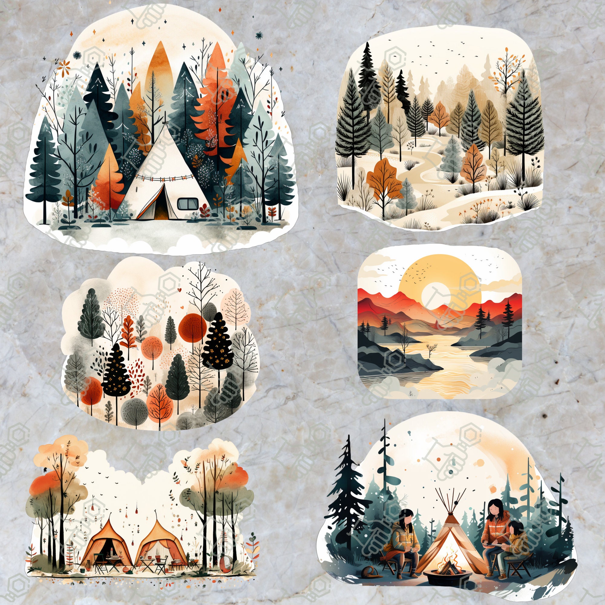 Camping Clipart Commercial Use, Outdoor Adventure Clipart, 300 Dpi, 12 ...