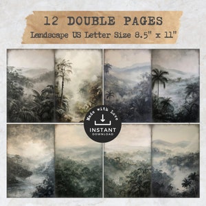 Misty Jungle Junk Journal, Pages & Tags, Craft Paper Pack, Tropical ...