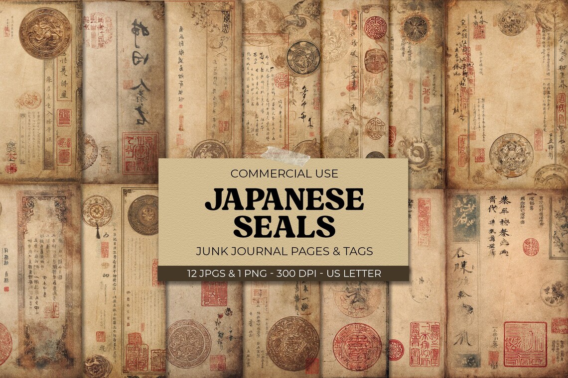 Japan Junk Journal Kit, 12 Asian Junk Journal Pages + 18 Tags, Japanese ...