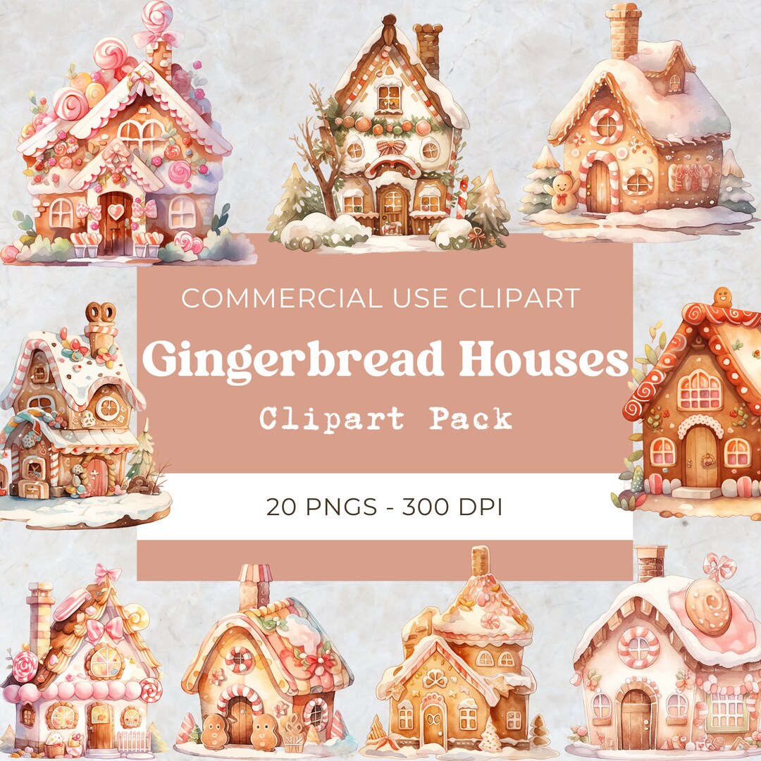 Watercolor Gingerbread House Clipart, Christmas Clipart, Food Clipart ...