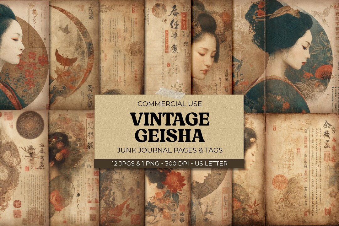 Junk Journal Printables Japan, Vintage Japanese Ephemera, Geisha ...