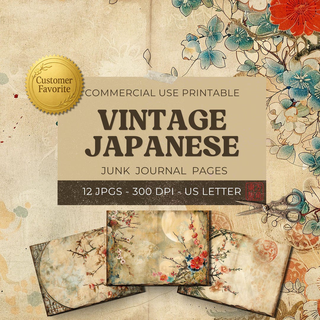 Junk Journal Kit Japan, 12 Asian Junk Journal Pages + 18 Tags, Oriental ...