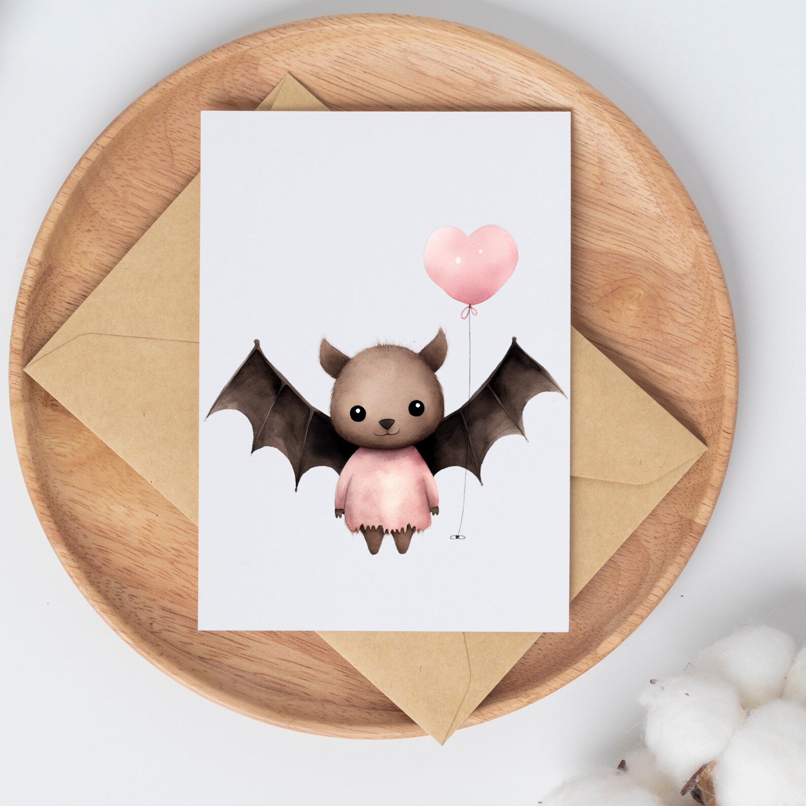 Cute Valentine Bat Clipart, Watercolor Baby Animal, Valentine's Day ...