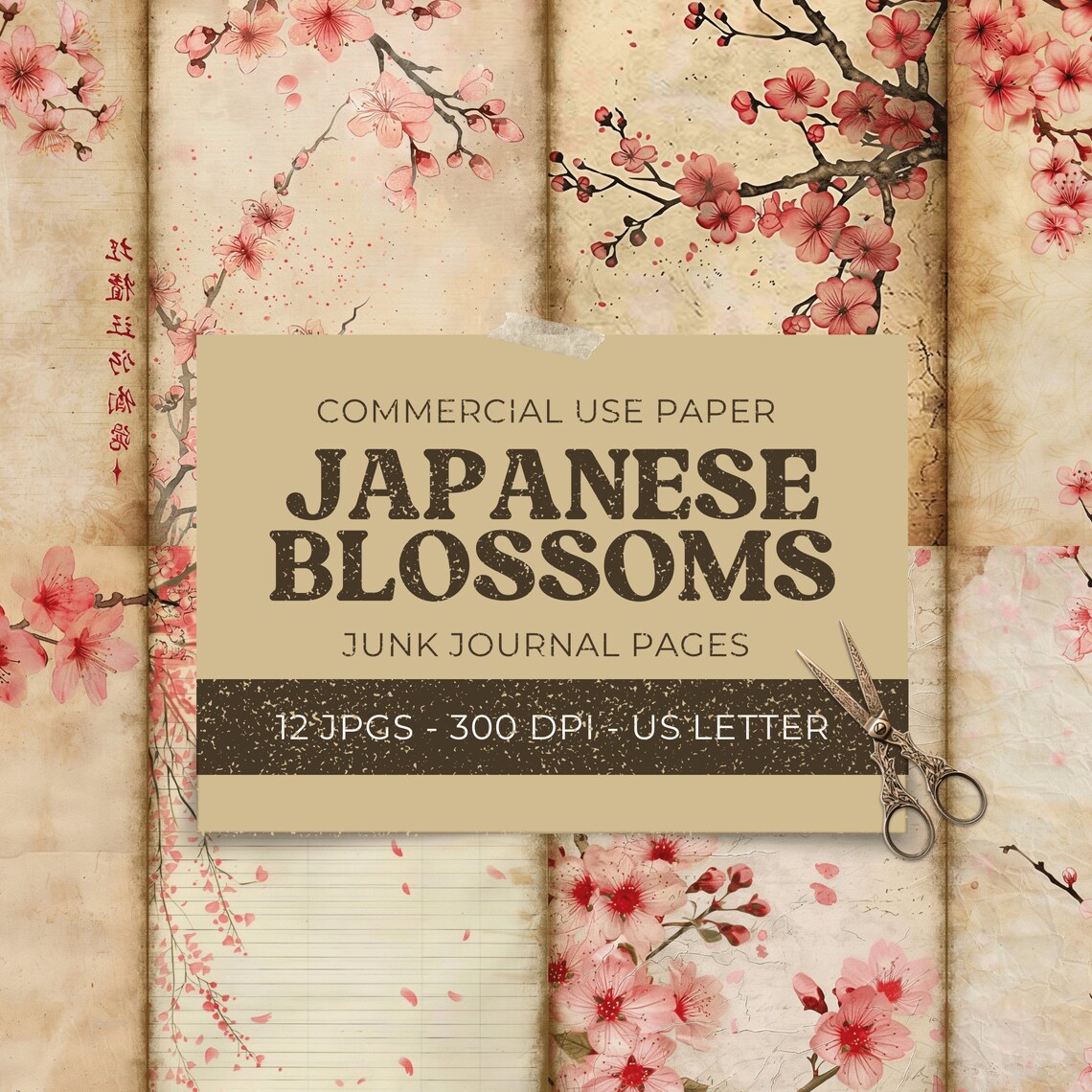 Japanese Blossom Junk Journal, Floral Ephemera, Vintage Cherry Tree ...