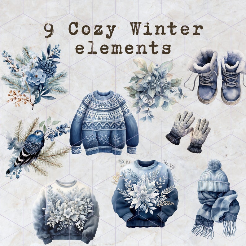 Winter Scene Clipart, Watercolor Cozy Winter Clipart, Winter Sweaters ...