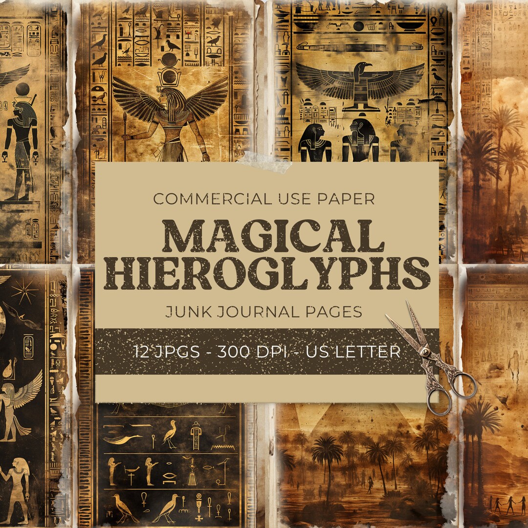 Egypt Junk Journal, 12 Magical Hieroglyph Digital Journal Pages + 18 ...