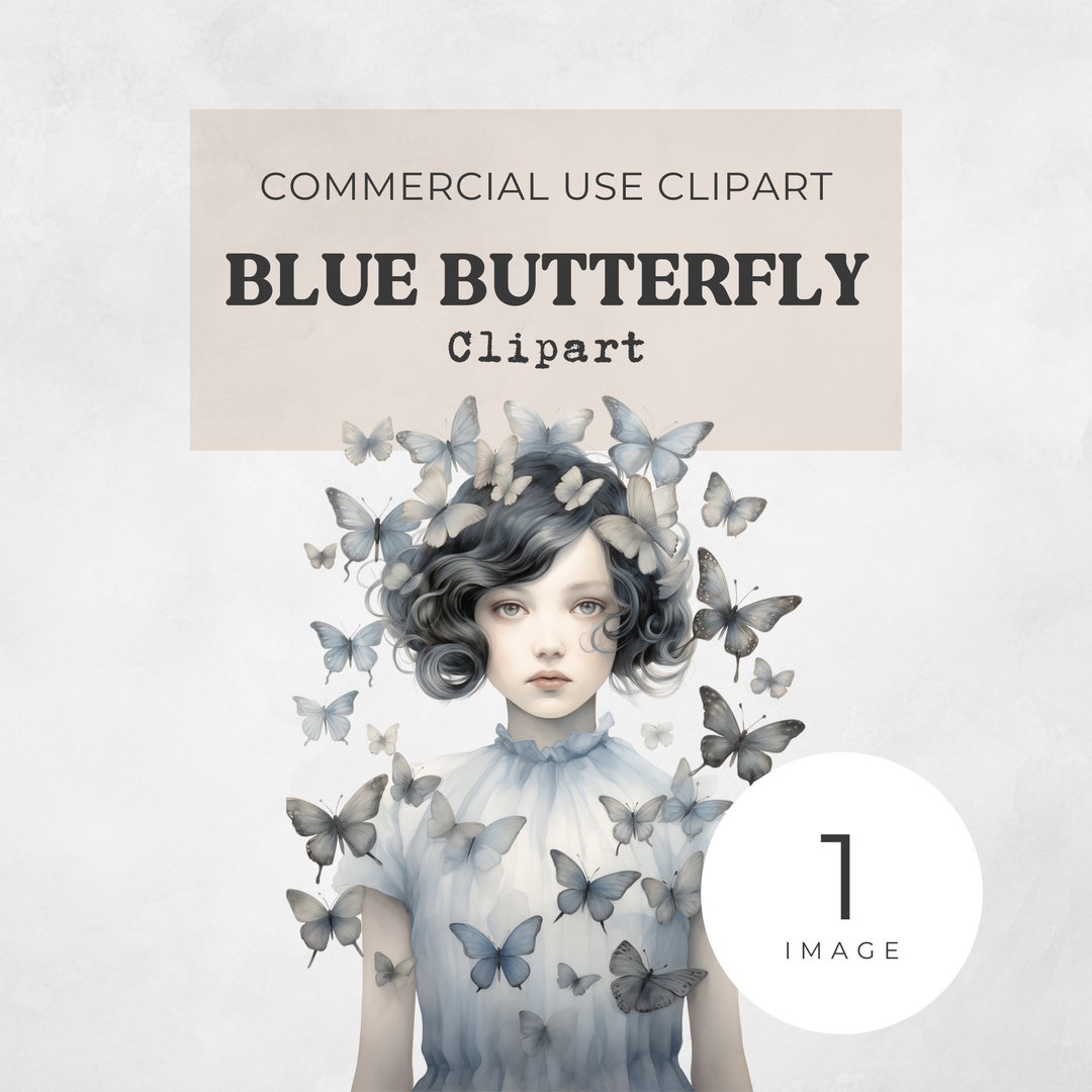 Blue Butterfly Girl Clipart | SINGLE IMAGE | for Commercial Use ...