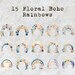 Boho Rainbow Clipart, Pastel Rainbow Clipart With Flower, Neutral Boho ...