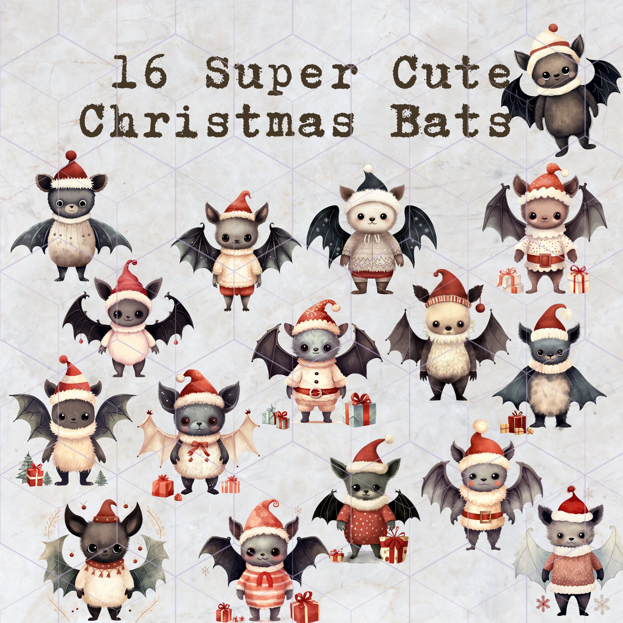 Cute Christmas Characters Clipart, Christmas Bat Png, Christmas ...