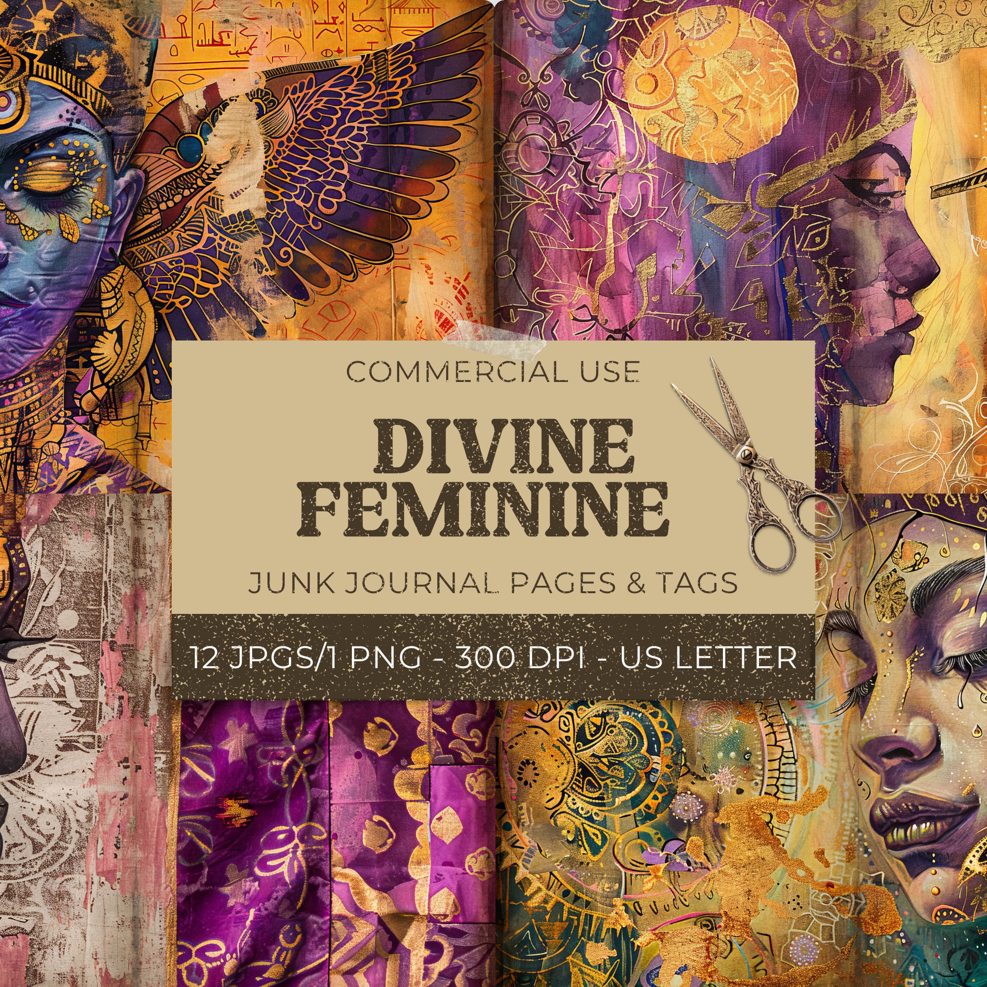 Goddess Junk Journal, 12 Divine Feminine Digital Journal Pages + 18 ...
