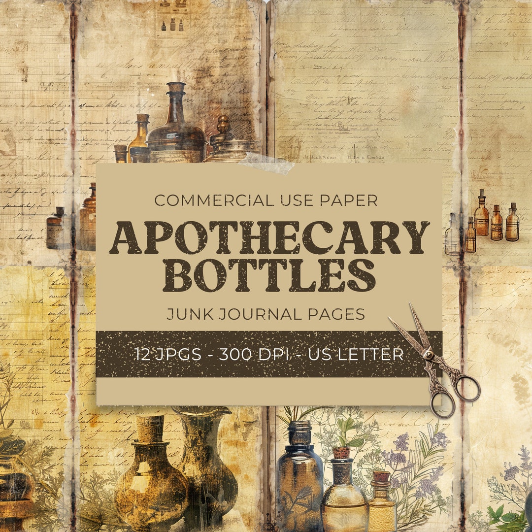 Apothecary Junk Journal Pages, 12 Vintage Digital Journal Papers + 18 ...