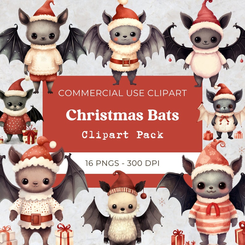 Cute Christmas Characters Clipart, Christmas Bat Png, Christmas ...
