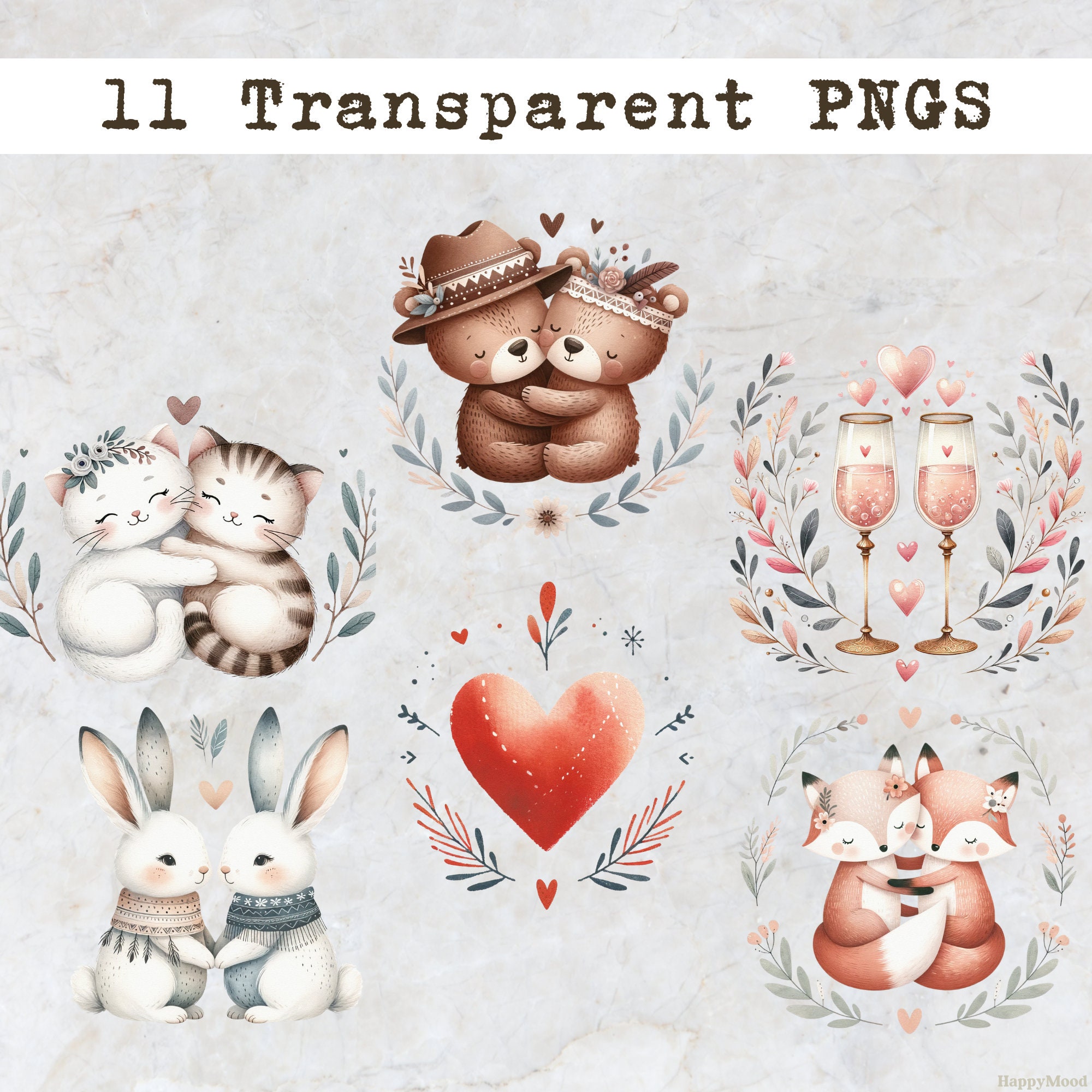 Boho Valentine Clipart, Boho Heart Clipart, Love Clipart, Valentine ...