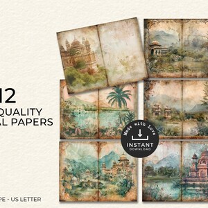 India Travel Junk Journal, Vintage Indian Landscape Pages, Antique ...