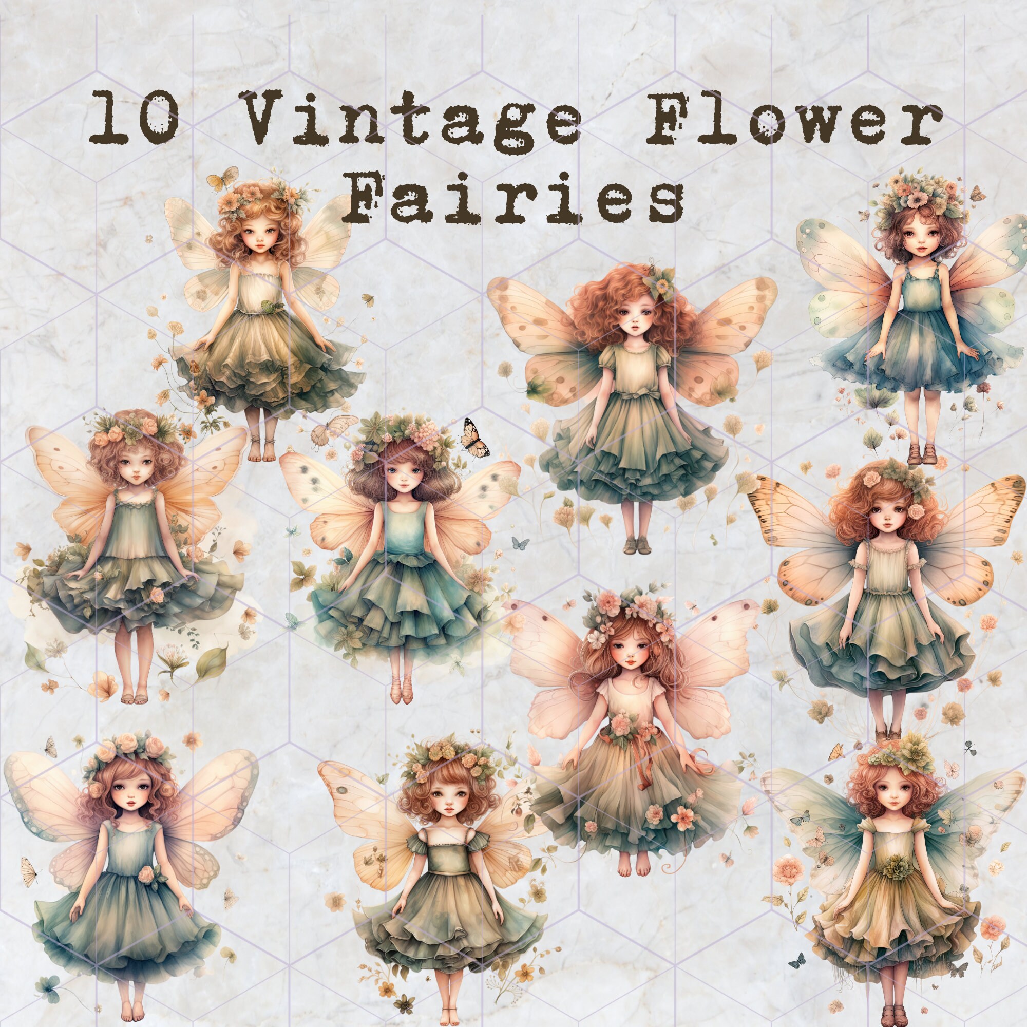 Magical Flower Fairy Garden Clipart, Cute Pastel Fairy Png, Vintage ...