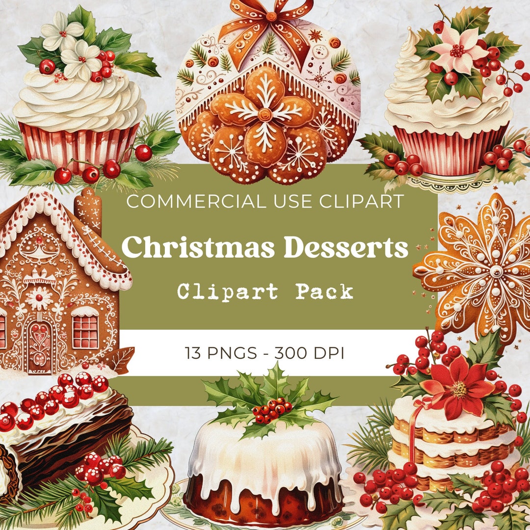 Christmas Dessert Clipart, Xmas Cakes Png, Gingerbread Cookies Sweets ...