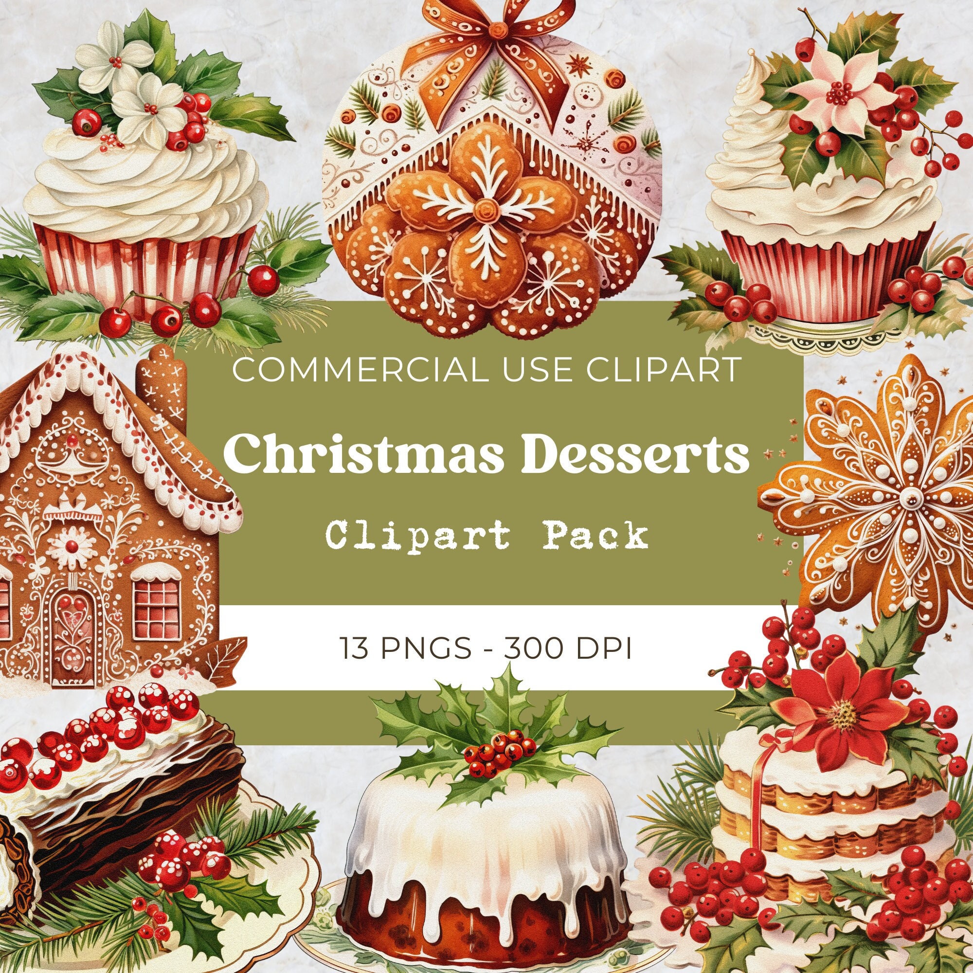 Christmas Dessert Clipart, Xmas Cakes Png, Gingerbread Cookies Sweets ...