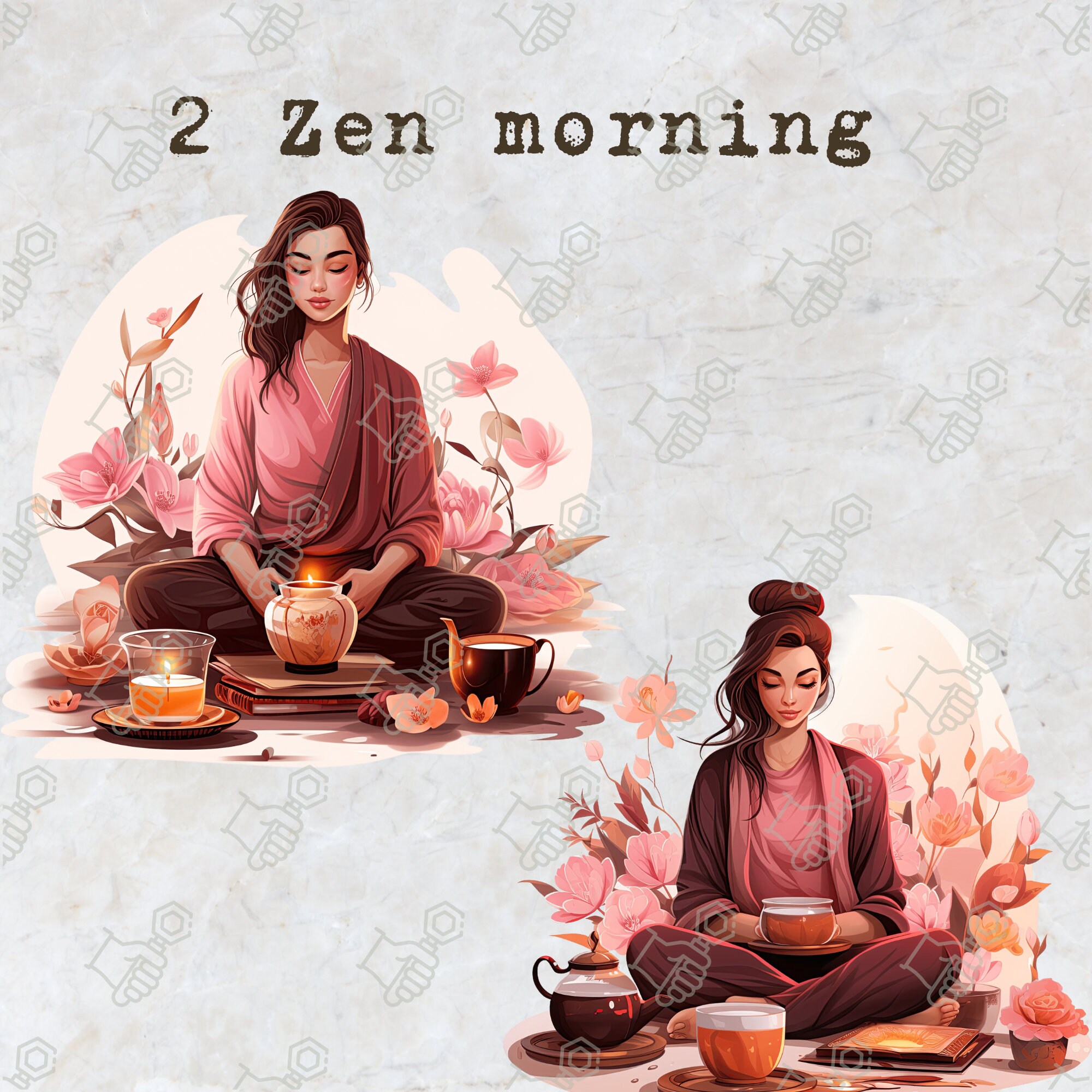 Zen Morning Clipart, Bohemian Meditator, Relaxation Clipart, Meditation ...