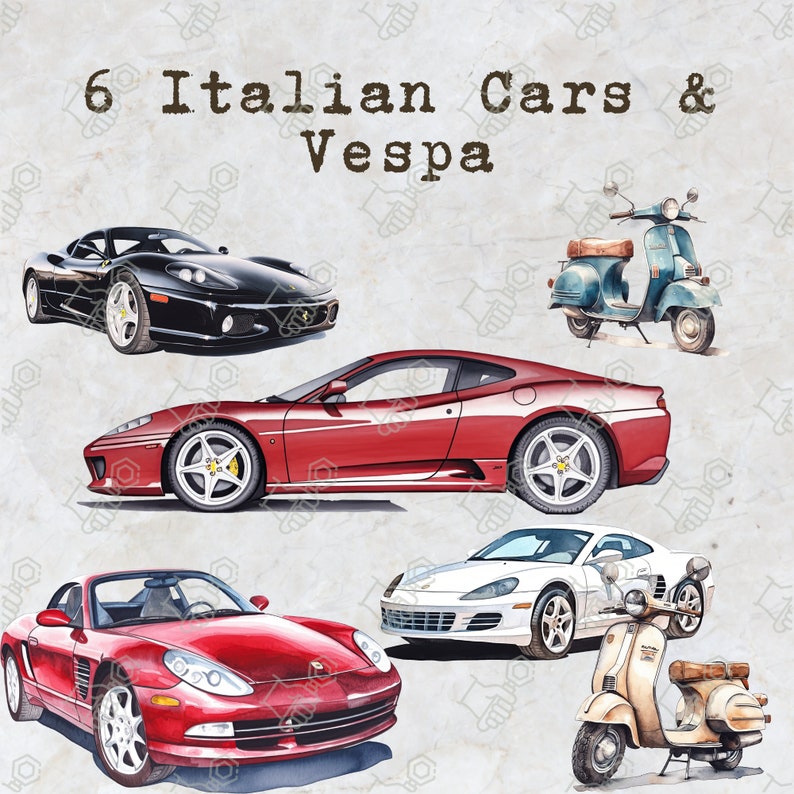 Italian Style Watercolor Clipart Pack, Italian Elegance: Fashion ...