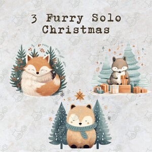 Cute Furry Christmas Clipart, Winter Forest Animals Clipart, Cute ...