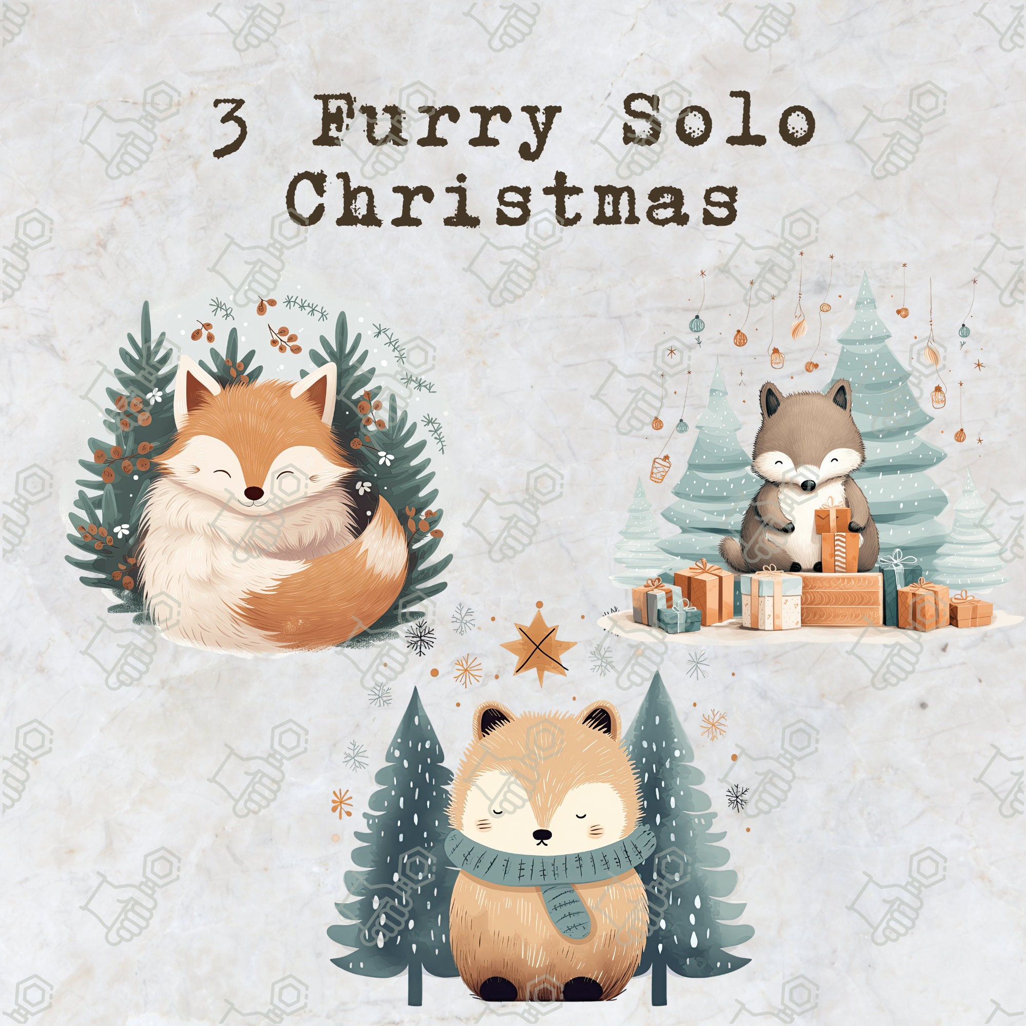 Cute Furry Christmas Clipart Winter Forest Animals Clipart - Etsy