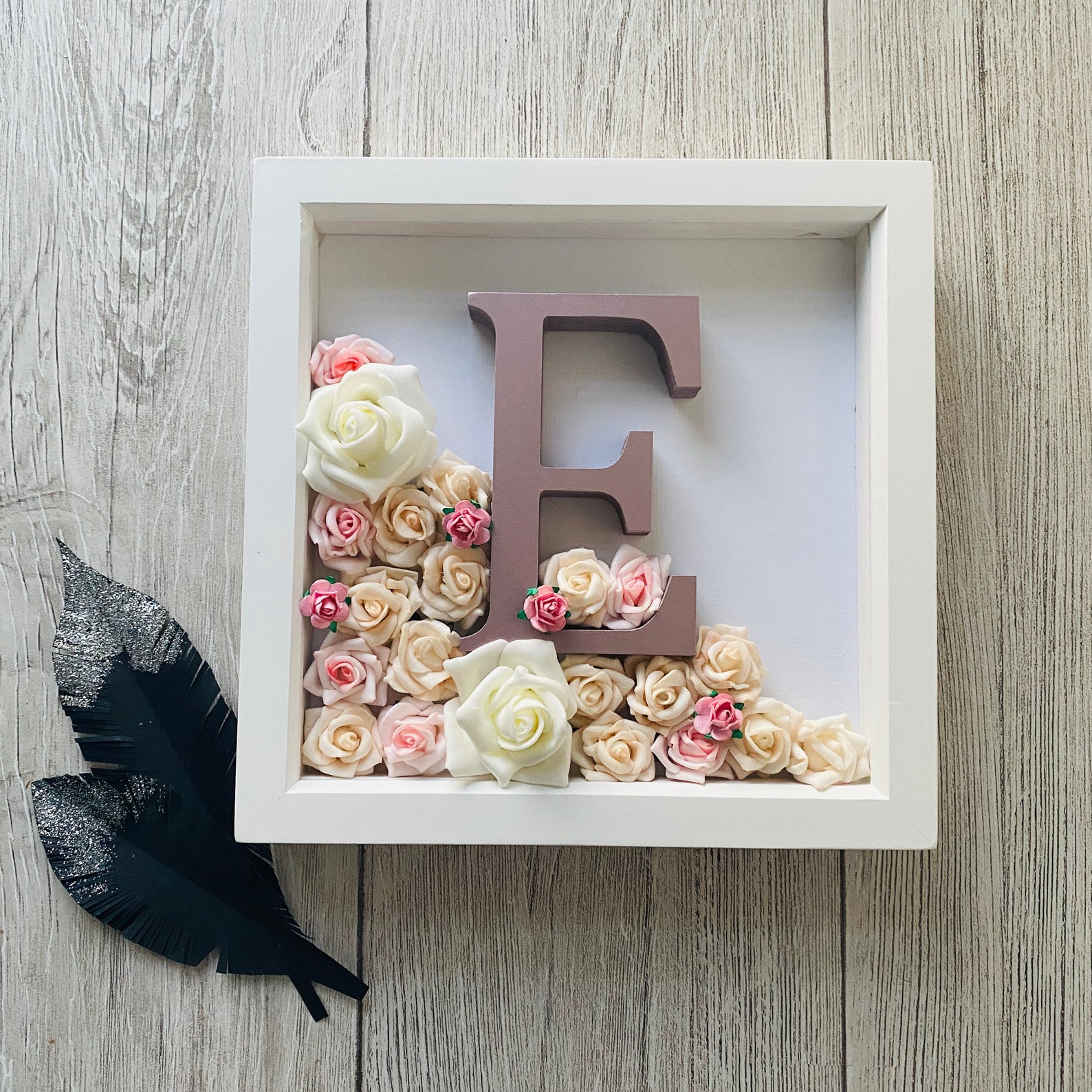Artificial Flowers Initial E Box Frame - Etsy UK