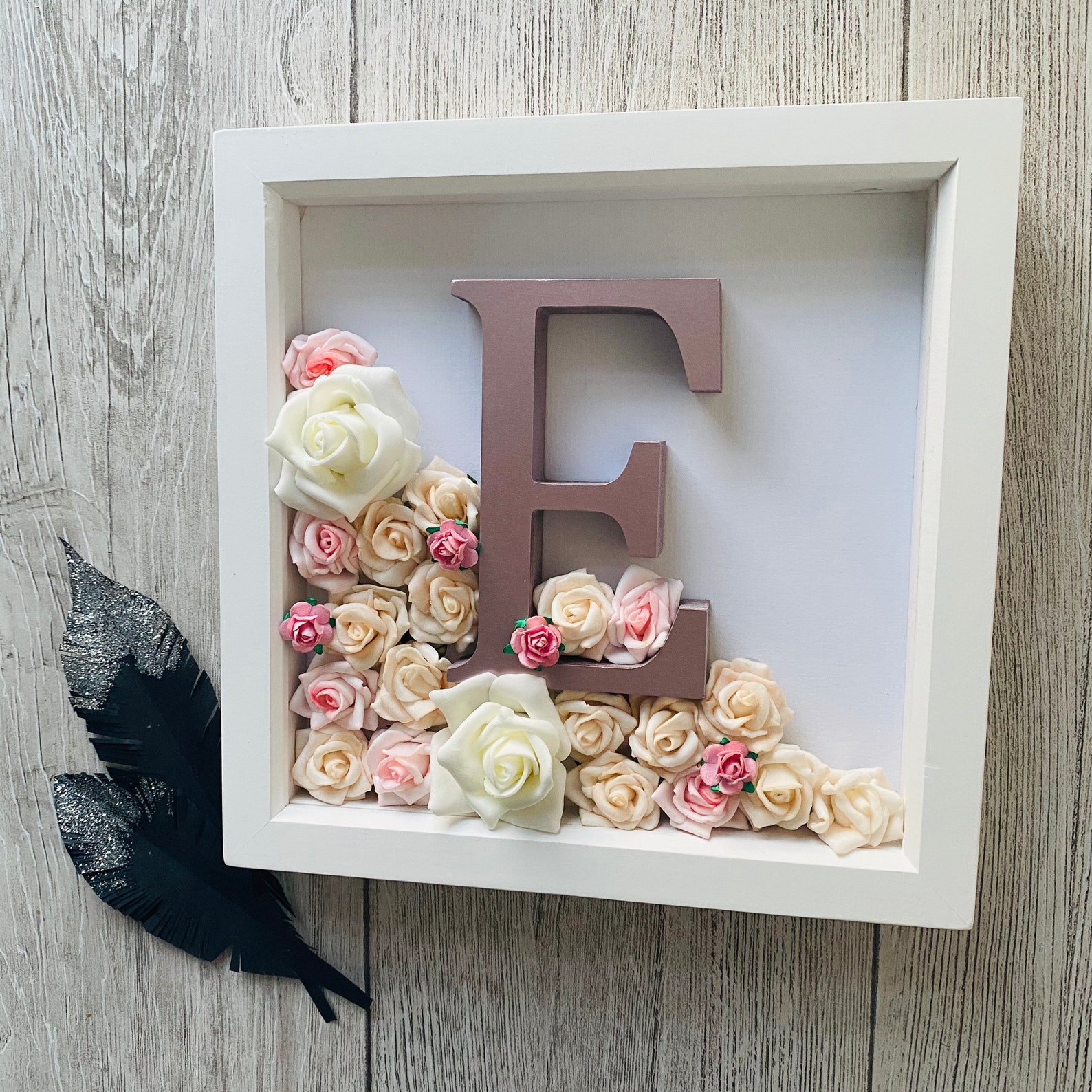 Artificial Flowers Initial E Box Frame - Etsy UK